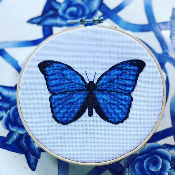 Blue Morpho Butterfly Insect Scientific Cross Stitch Pattern - Etsy