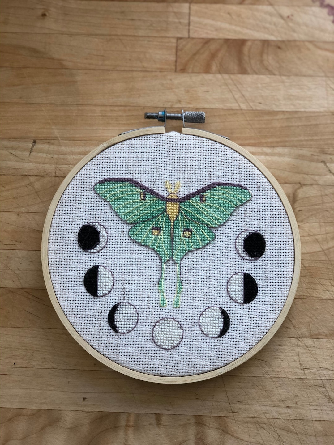 Luna Moth and Moons Lunar Modern Cross Stitch Pattern - Instant ...