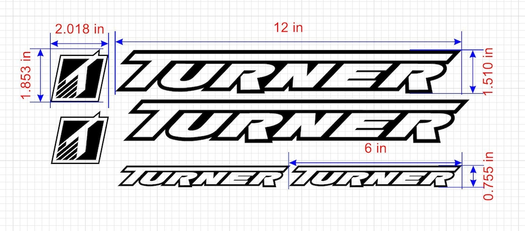 Custom Turner Bikes Frame Decals Stickers. Outline Version. Made From ...
