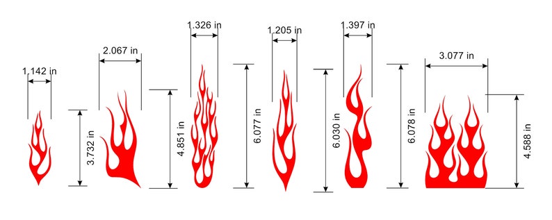 Custom Flames Set Decals Stickers. Made From High Quality Vinyl. Lots ...