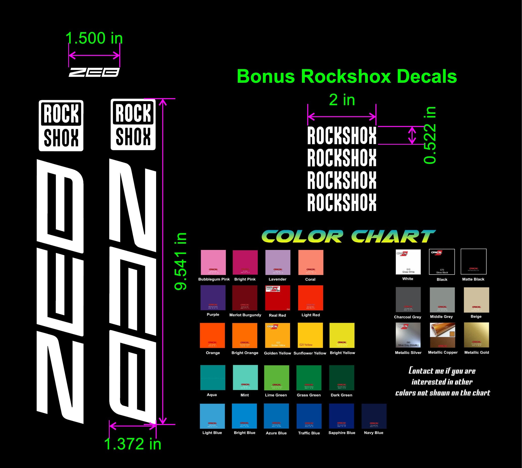 Custom Made Rockshox ZEB Fork Decals Stickers. Die-cut From High ...