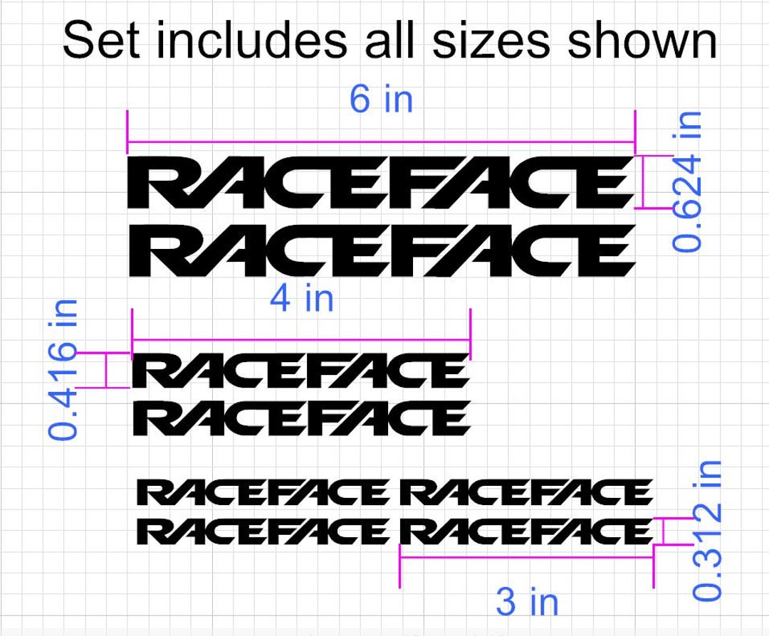 Race Face Logo Decals Stickers. Frame Fork Shock Wheels. Lots of Colors ...