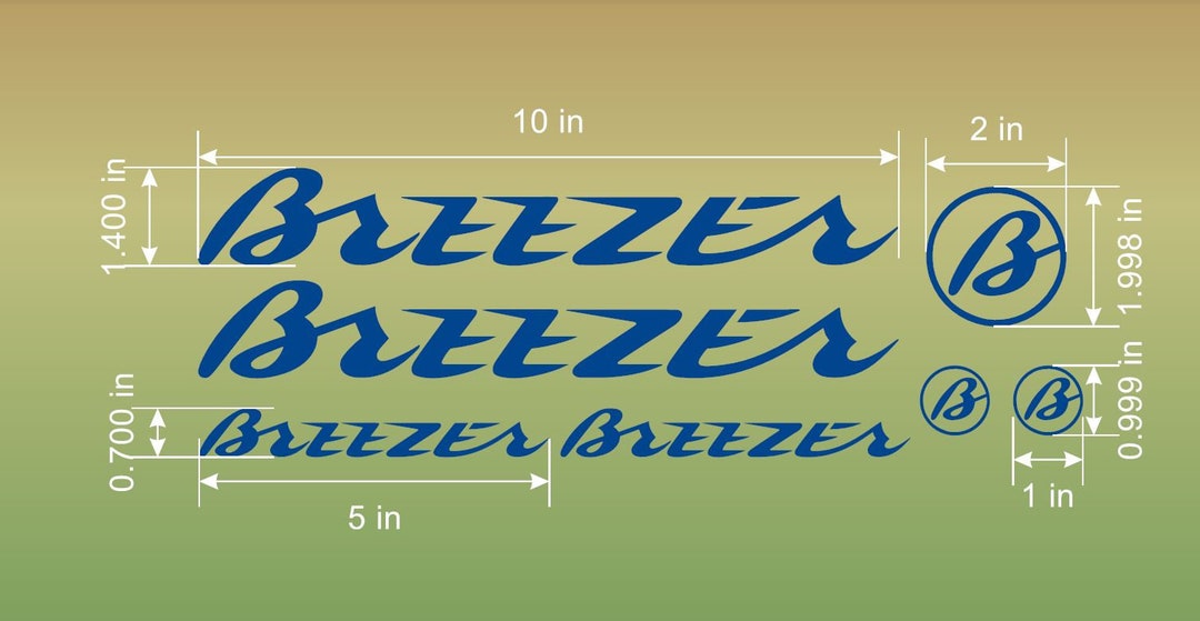 Custom Made Breezer Style Bike Frame Decals Stickers. Made From High ...