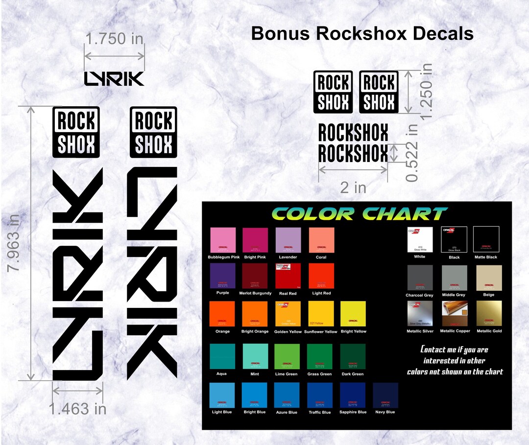 Custom Made Rockshox Lyrik Fork and Bonus Decals. Die-cut From High ...