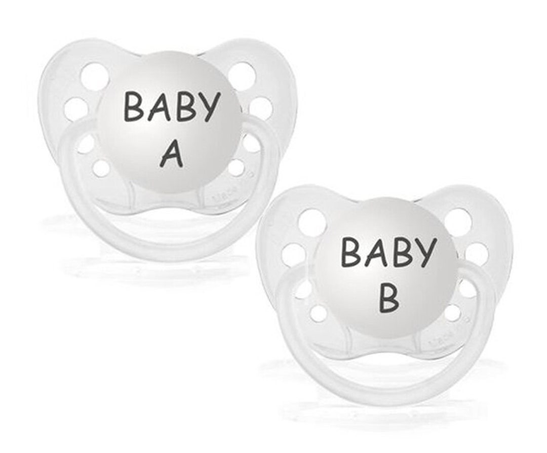 Baby A Baby B - Twin Pacifier Set, Gift for Newborn Twins, Cute Twin ...
