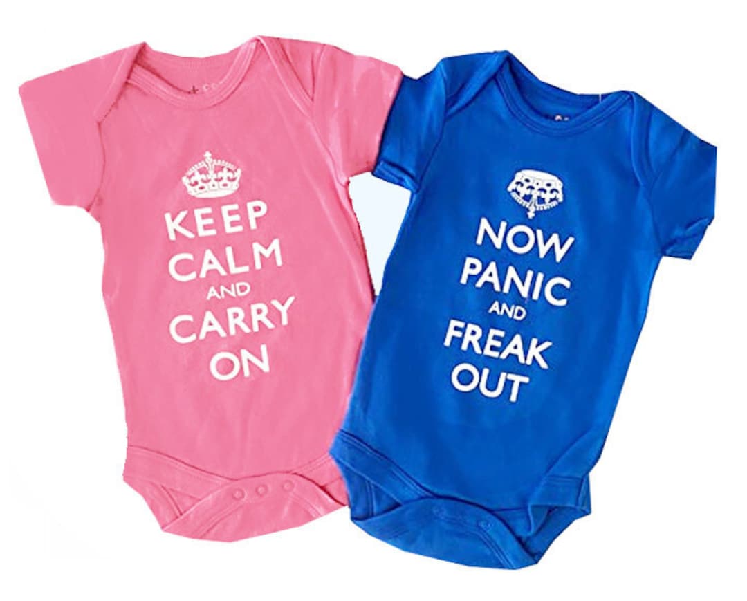 Twins Onesies Set, 3-6 Months, Keep Calm, Now Panic, Twin Outfits boy ...
