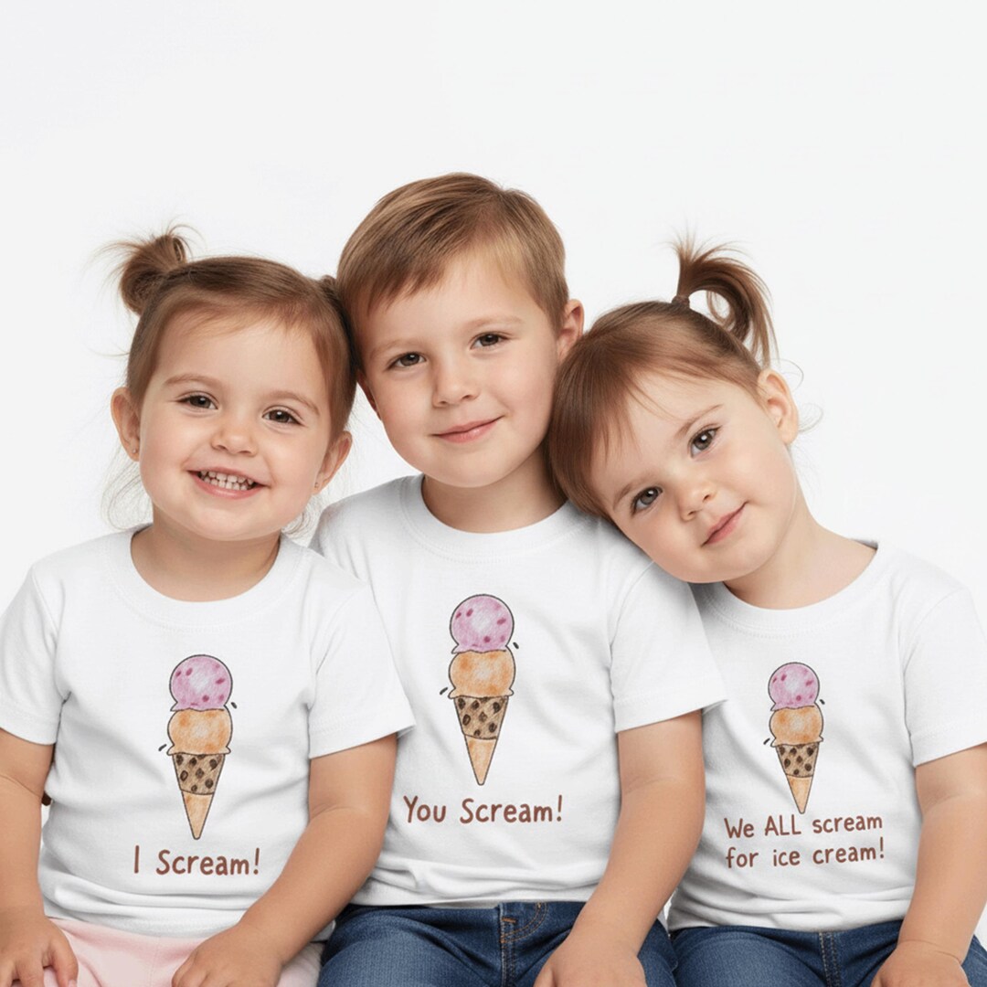 Triplet Toddler Tees, I, You, We All Scream Matching Shirts Set, 3-pack ...