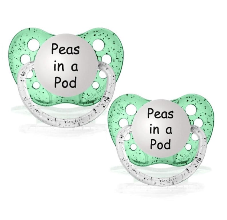 Peas in a Pod Pacifier Set- Twin Binkies, Unisex Twin Pacifiers, Twin ...