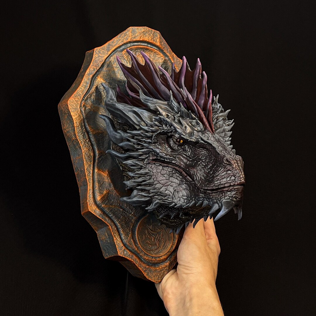 Wall Mounted Dragon Head Sculpture: Fantasy Art Decor - Etsy
