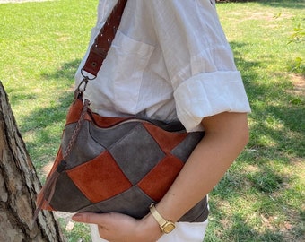 Suede Patchwork Bag - Etsy