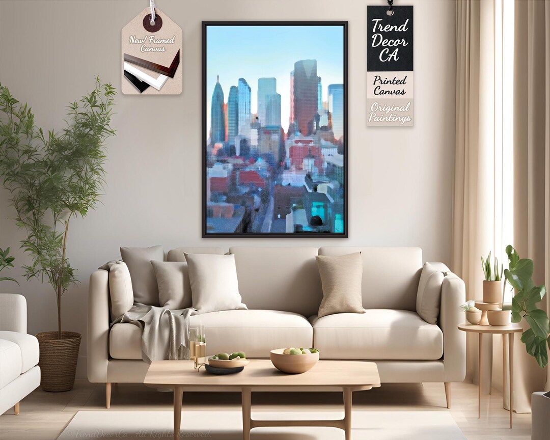 Colorful Abstract City Skyline Canvas Print - Urban Wall Art City Decor ...