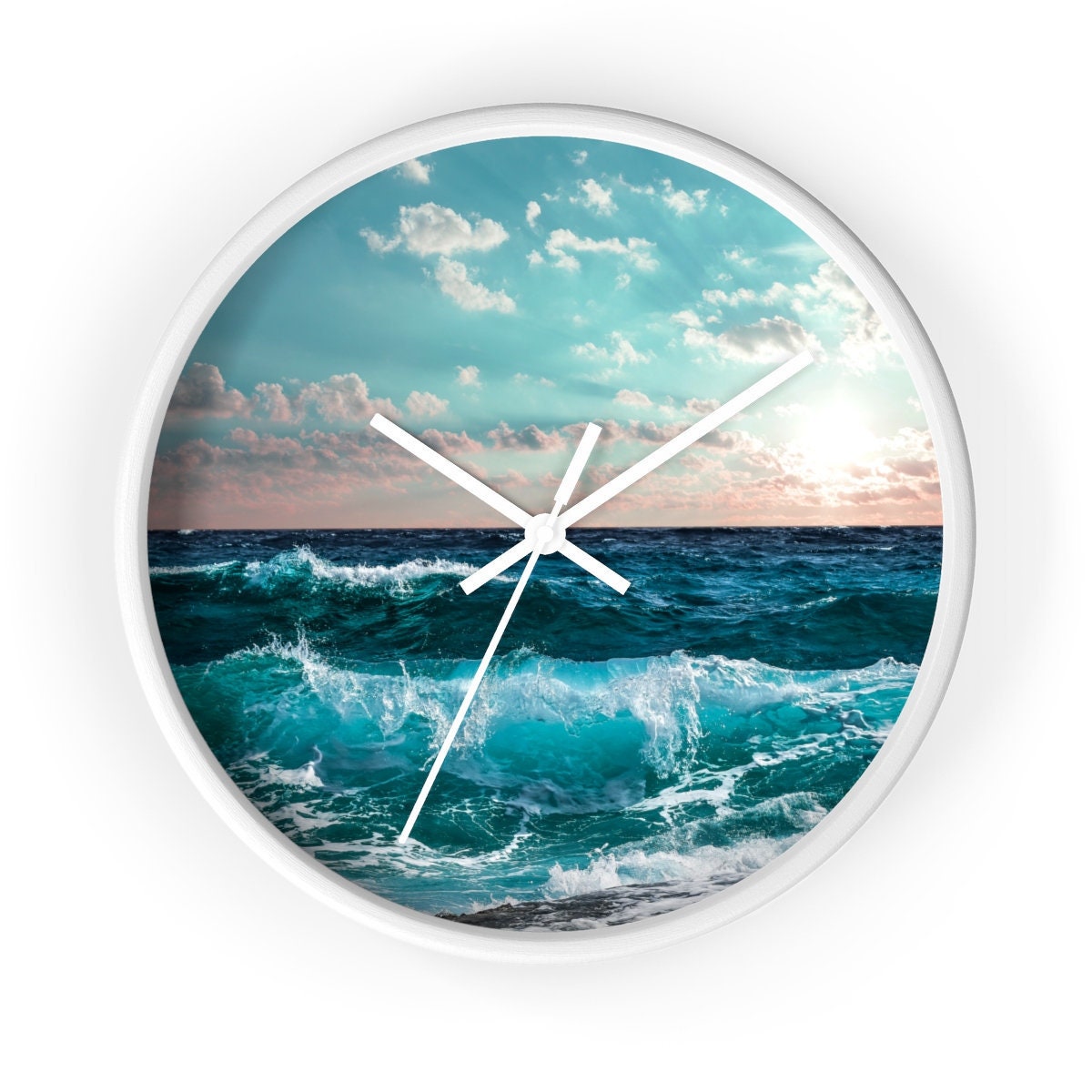 Sea Waves Wall Clock, Tropical Beach Home Decor, Modern Minimal Trendy ...