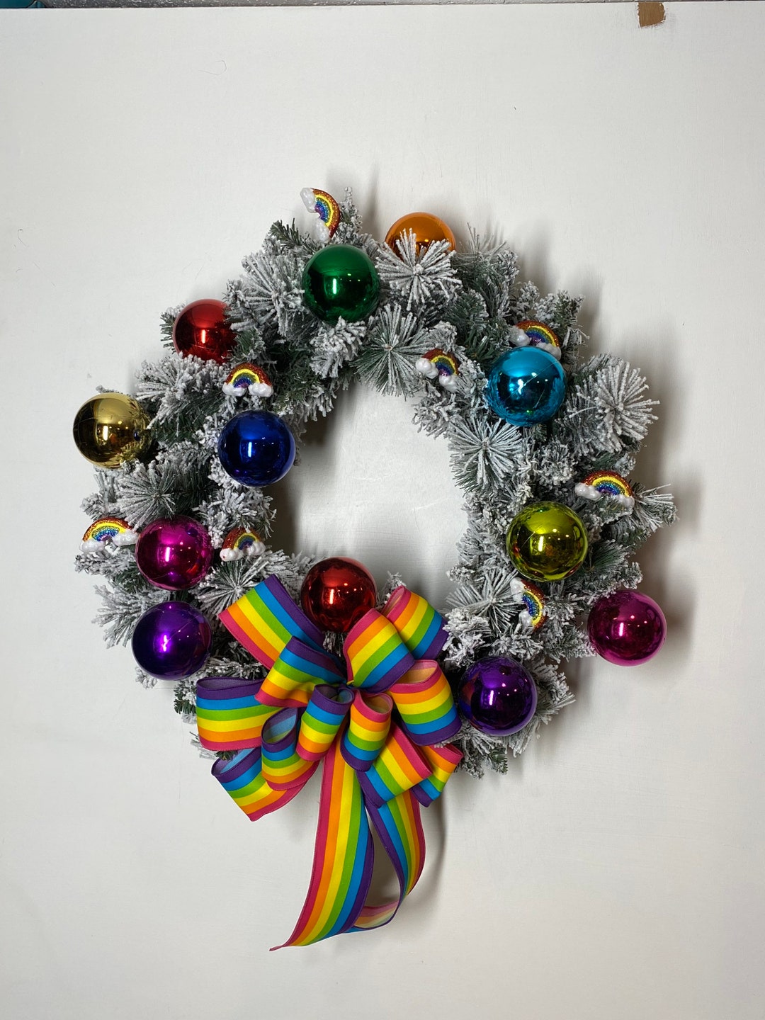 Rainbow Wreath , Christmas Rainbow Wreath, Pride Wreath - Etsy