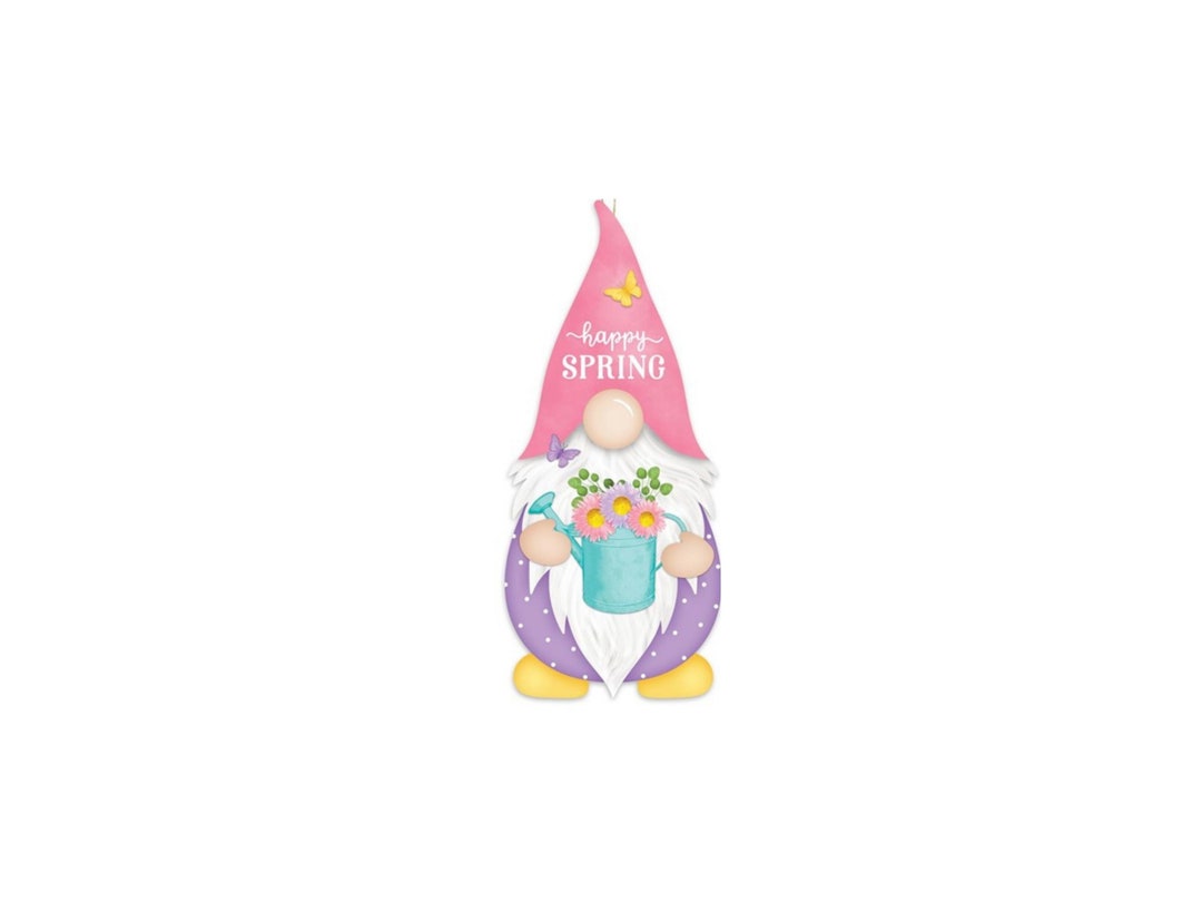 13.25"hx5.75"l Happy Spring Gnome Shape Sign, Gnome Sign for Wreaths ...