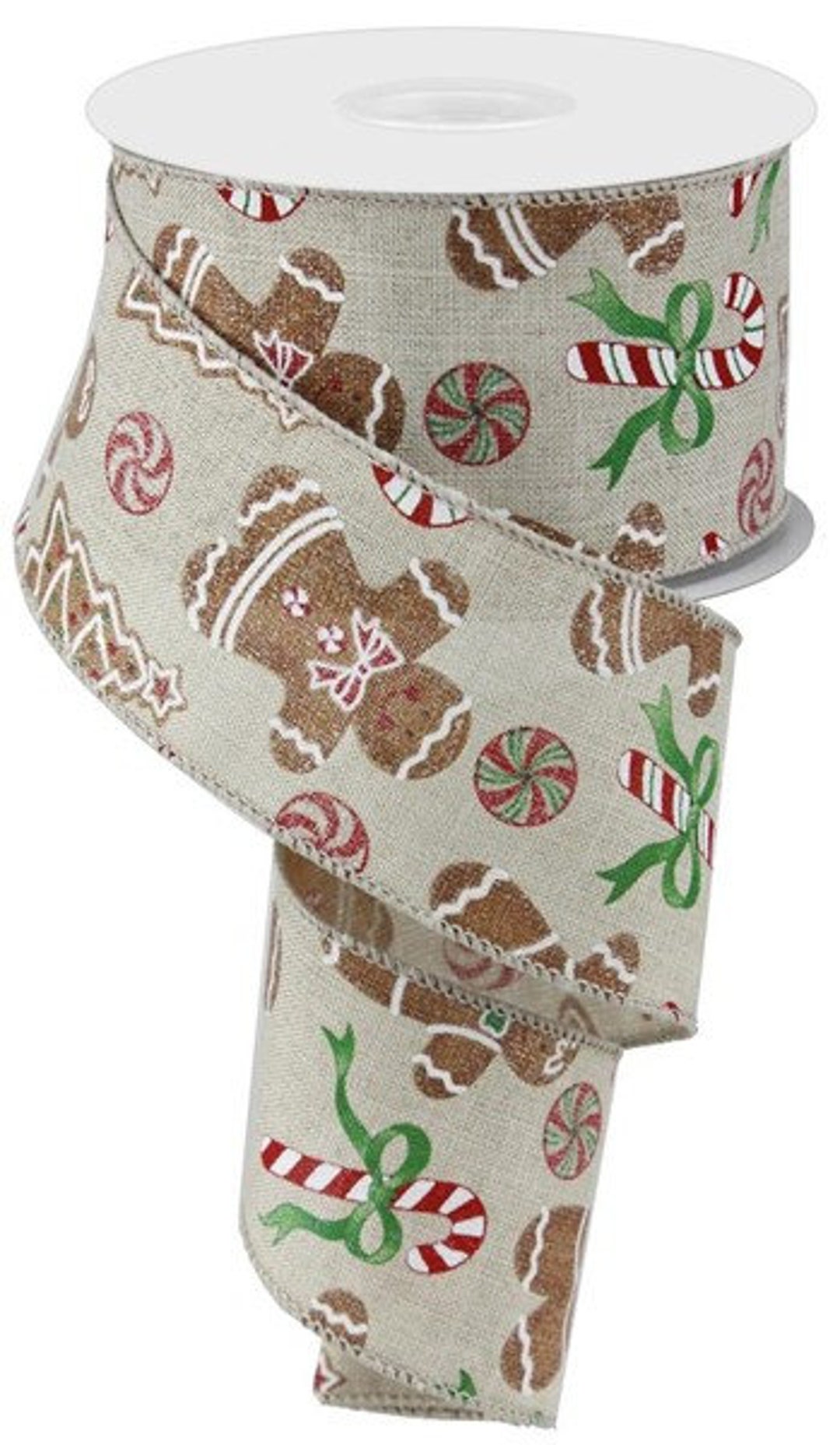 Gingerbread Man Ribbon , 2.5"x 10 Yd Gingerbread/candy Cane - Etsy