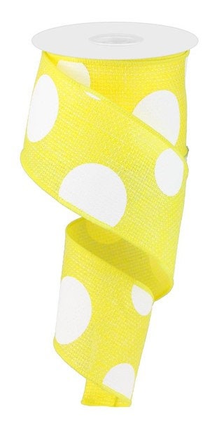 2.5 x 10 yd Giant Multi Dot yellow/white ribbon Ribbon | Etsy