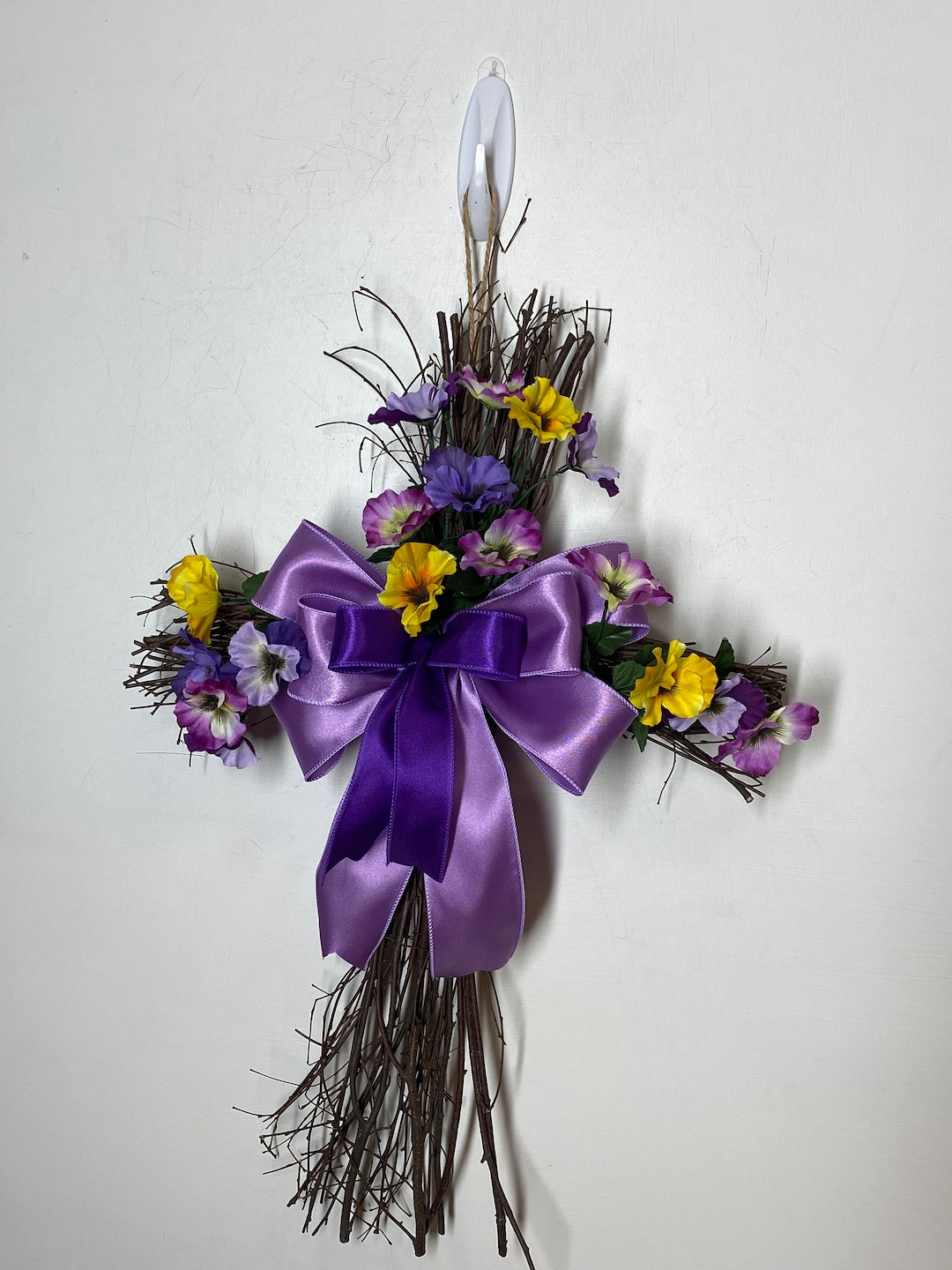 Spring Pansy Cemetery Cross , Easter Grave Cross , Cemetery Cross - Etsy