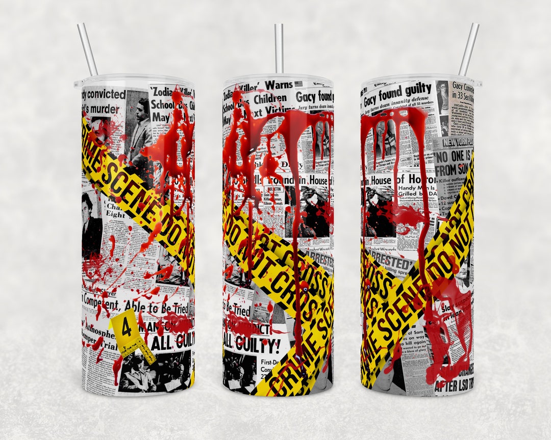 Serial Killers Newspaper Crime Scene Headlines | Skinny Tumbler Wrap ...