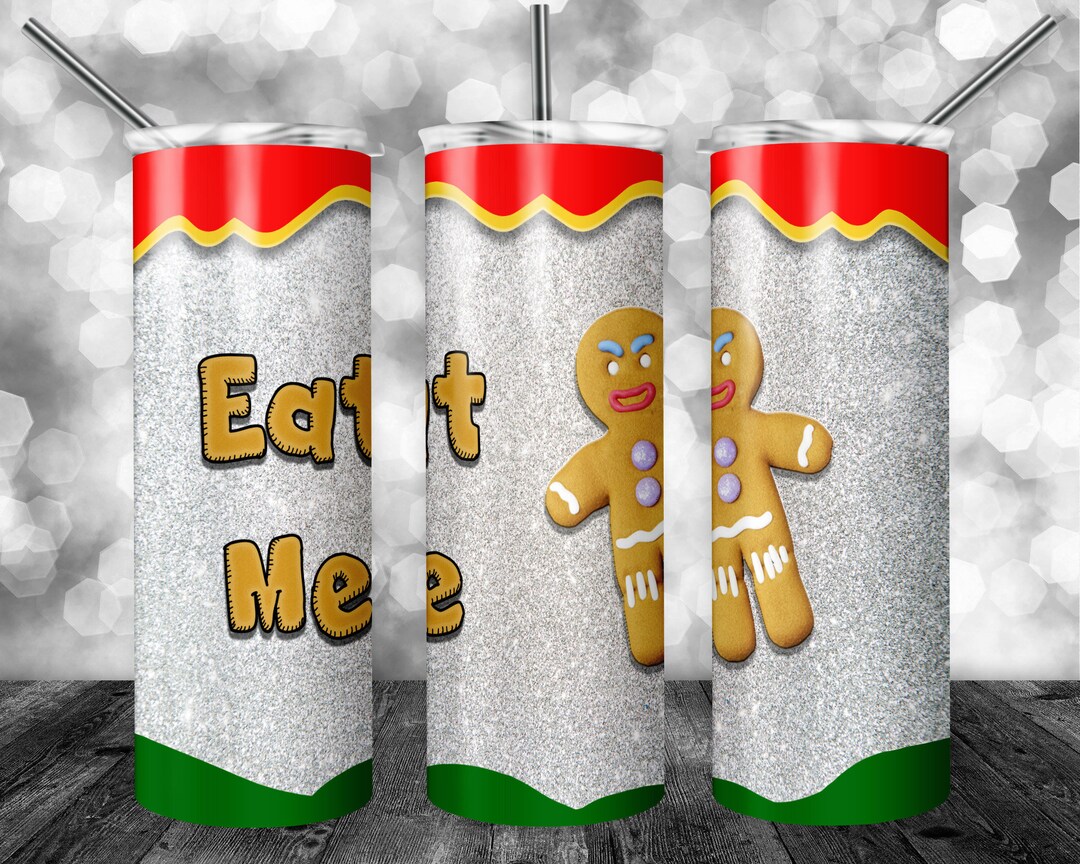20 Oz SKINNY Tumbler Design | Angry Eat Me Gingerbread | Silver ...