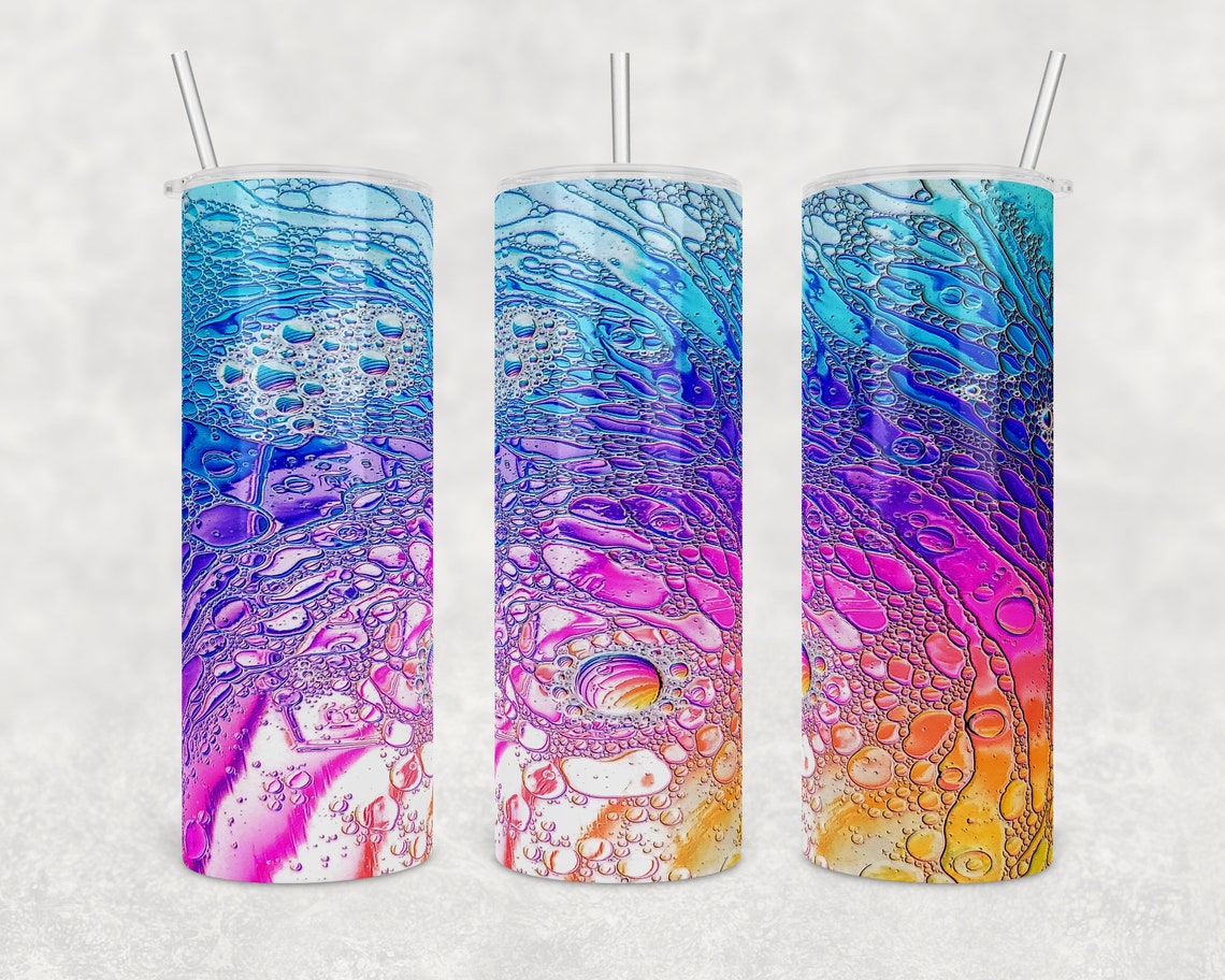 Blue and Pink Bubbles 20oz Skinny Tumbler Wrap Digital - Etsy