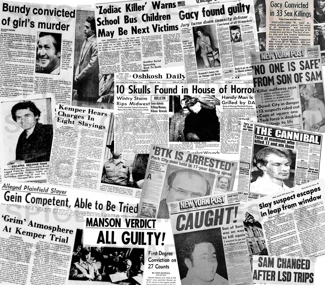 Serial Killers Newspaper Stories Skinny Tumbler Wrap | Etsy