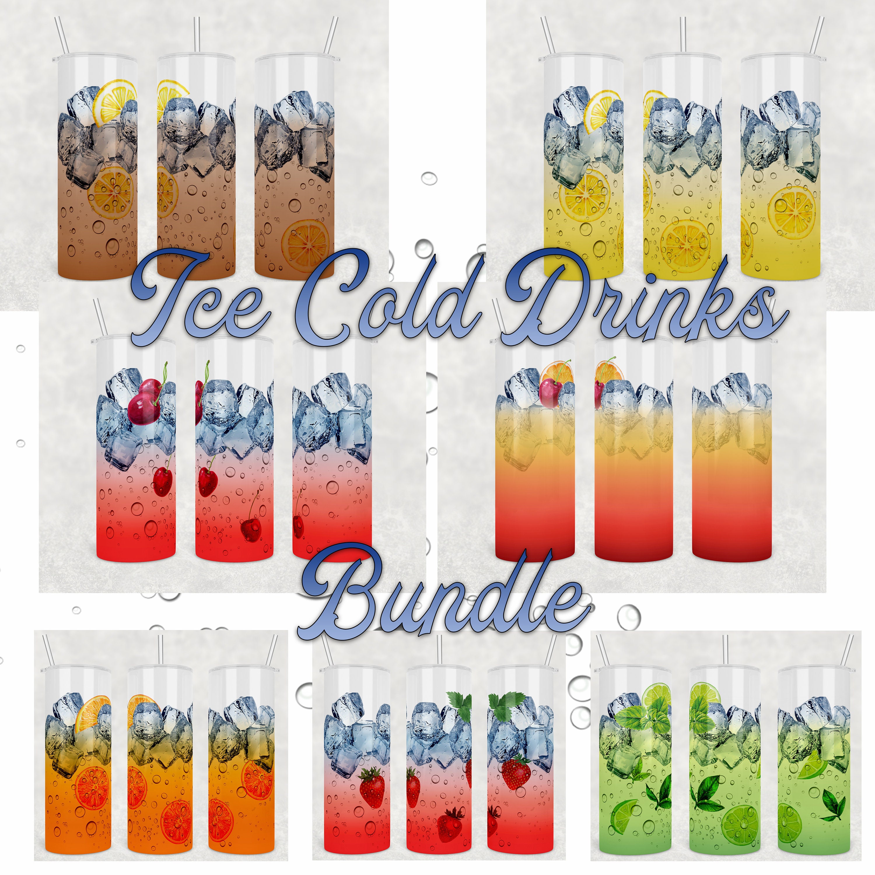 All Drinks Bundle With Ice in a Glass 20 Oz Skinny Tumbler - Etsy
