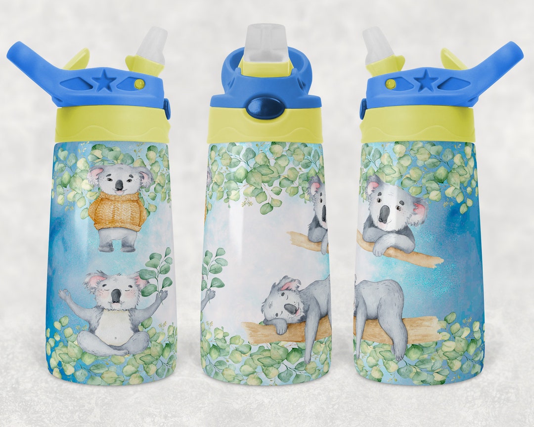 Koalas on Blue Background | Kids Flip Top Cup | 12 Oz Sippy Cup ...
