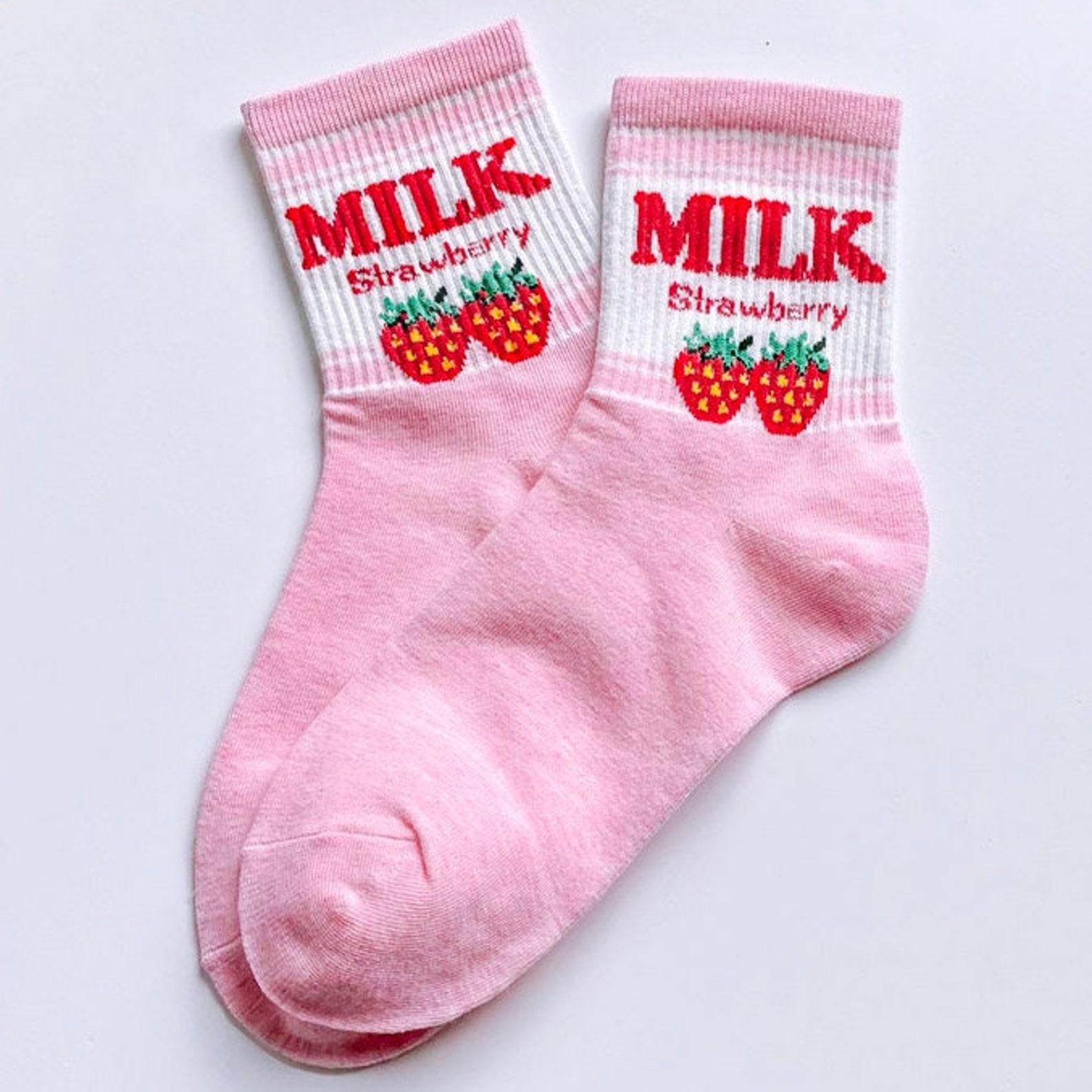 Cute Pinks Socks Strawberry Milk Socks Fashion Socks Cotton - Etsy