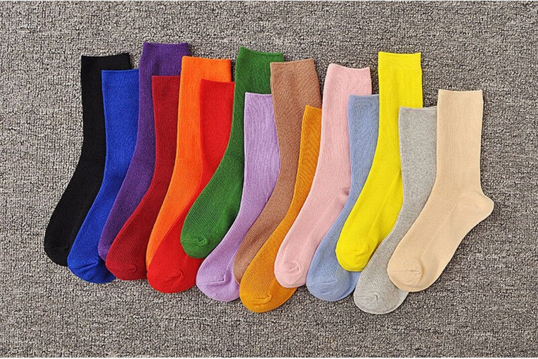 Solid Color Socks Neon Colors Retro Casual Wear Multicolor - Etsy