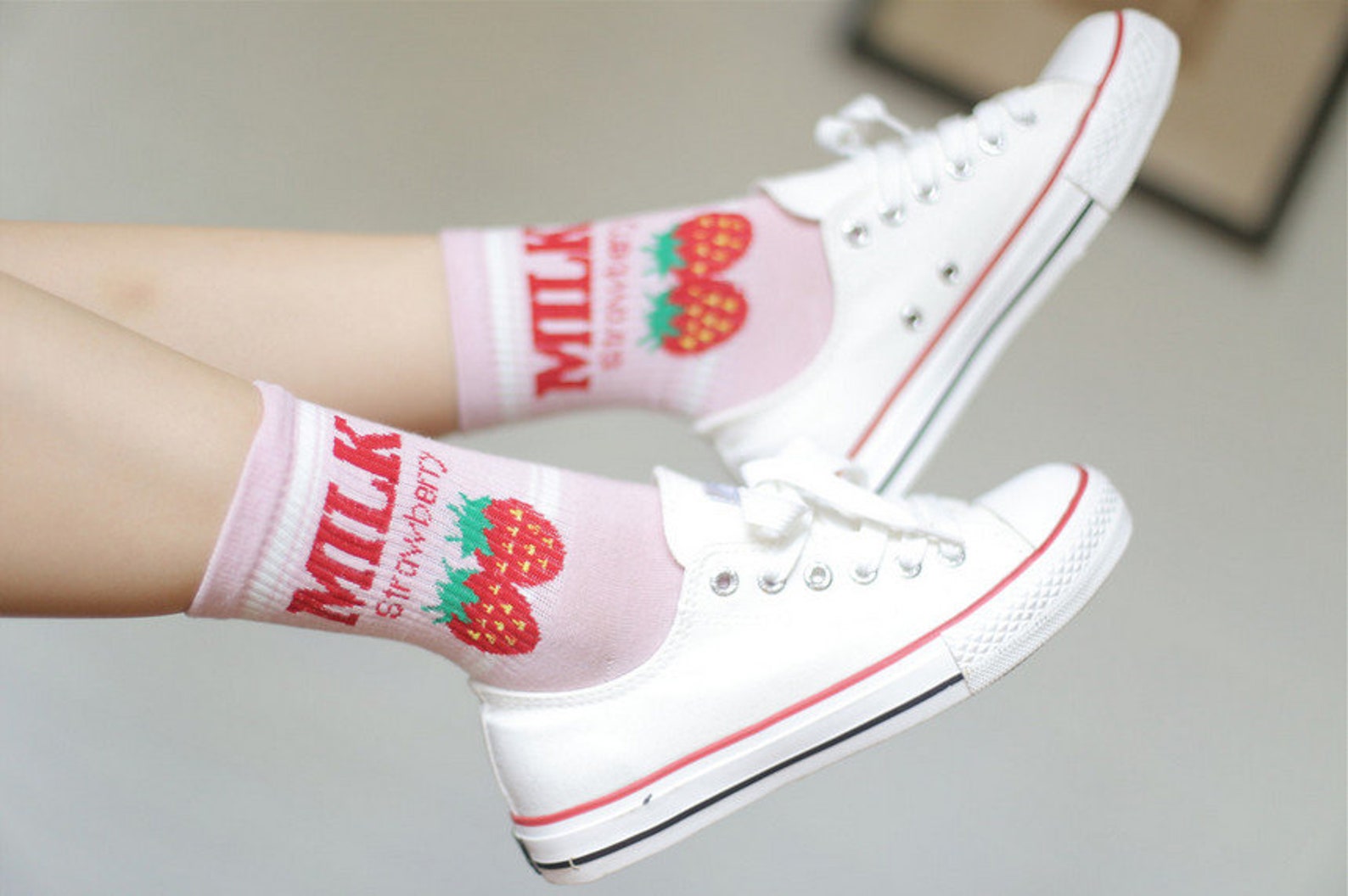 Cute Pinks Socks Strawberry Milk Socks Fashion Socks Cotton - Etsy