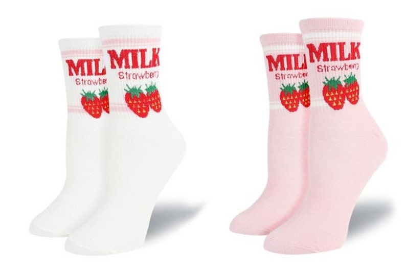 Cute Pinks Socks Strawberry Milk Socks Fashion Socks Cotton - Etsy