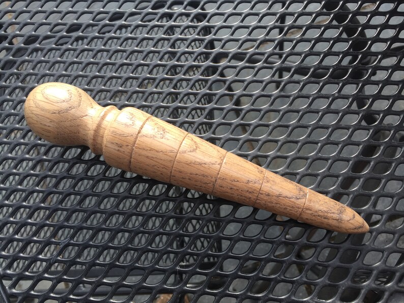 Large Hand Turned Solid Oak Garden Dibber for Planting Bulbs and ...
