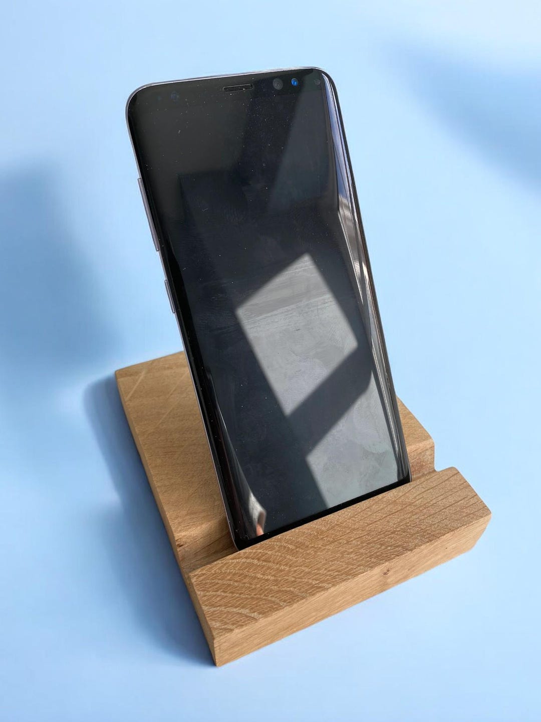 Solid Oak Phone/tablet Stand: Wax Finish, Simple Design - Etsy