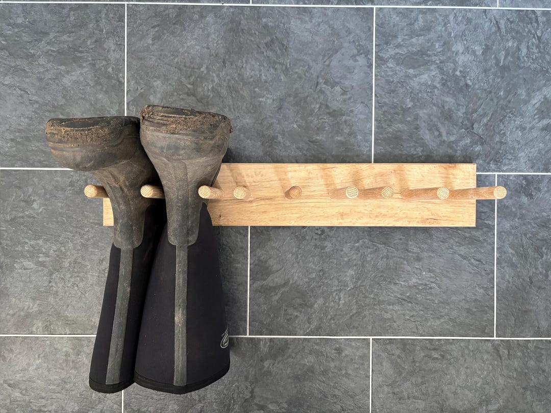 Solid Oak Wall Mounted Boot Rack - Available in Various Sizes - Etsy