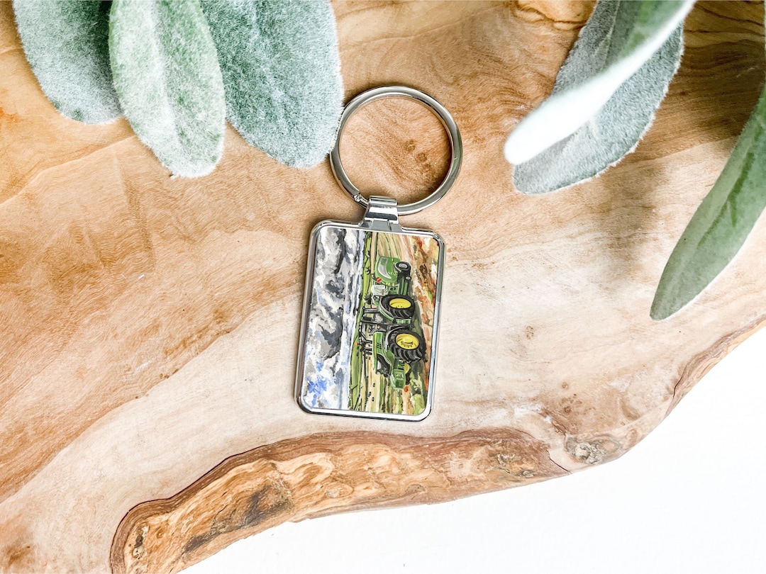 John Deere Tractor and Baler Metal Keyring Farming Keychain - Etsy