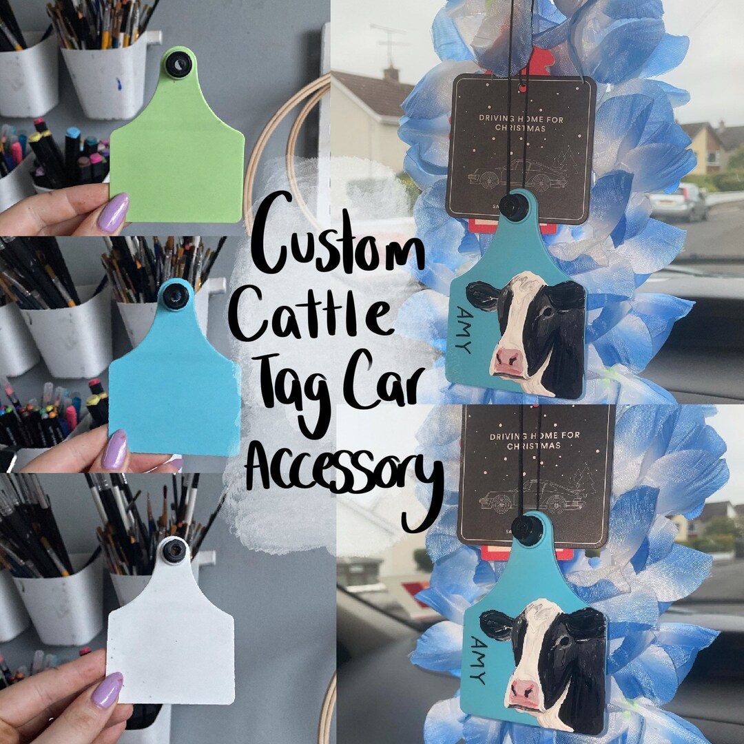 CUSTOM Personalised Cattle Tag Car Accessory Animal Machinery - Etsy