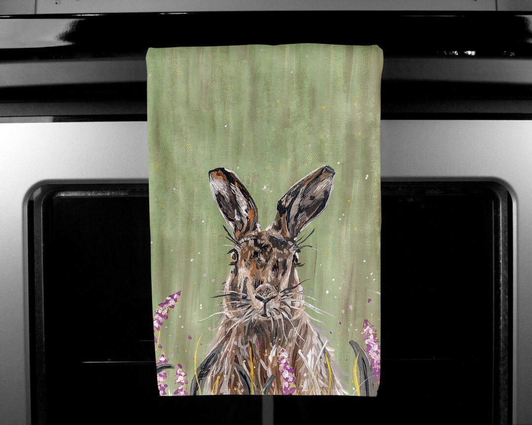 Hare Tea Towel Green Hare Design Tea Towel, Farm House, Decor, Homeware ...