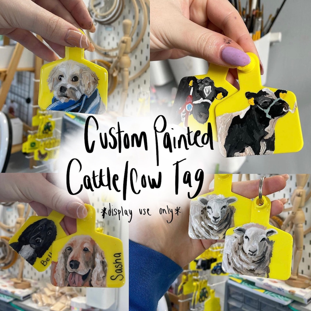 Custom Personalised Painted Cattle Tag Cow Tag Farming Farm Animals ...