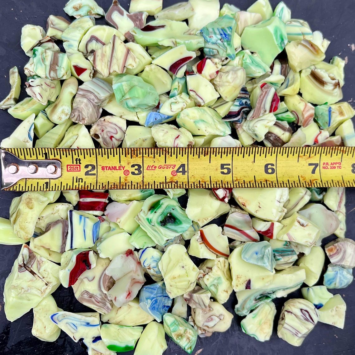 Rainbow Mix- Minis, Uranium Slag Glass Cullet Chunks, Houze Convex ...