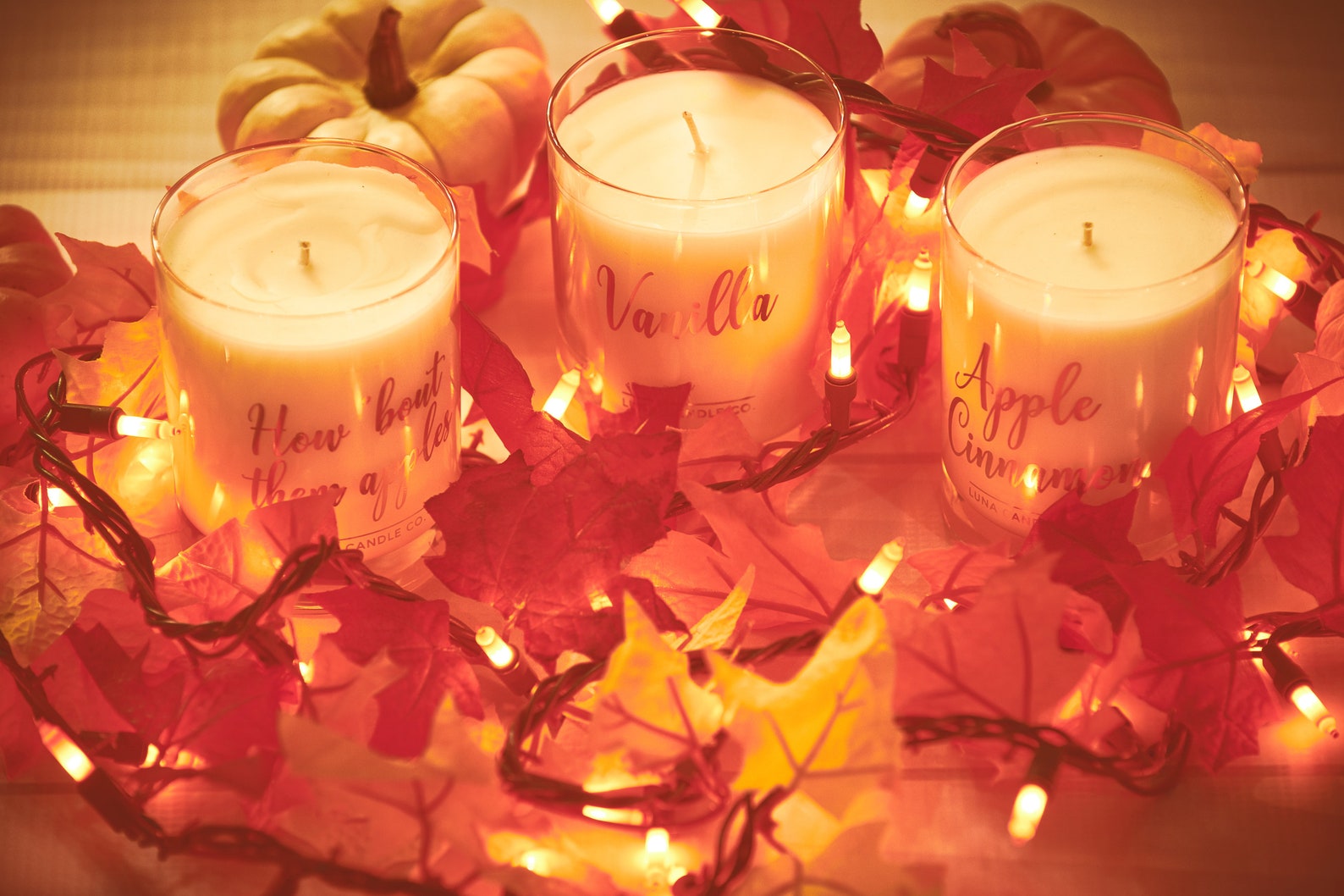 Fall Scented Candle, Apple Cinnamon Natural Soy Wax Scented Candle With ...