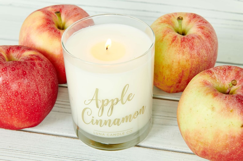 Fall Scented Candle, Apple Cinnamon Natural Soy Wax Scented Candle With ...