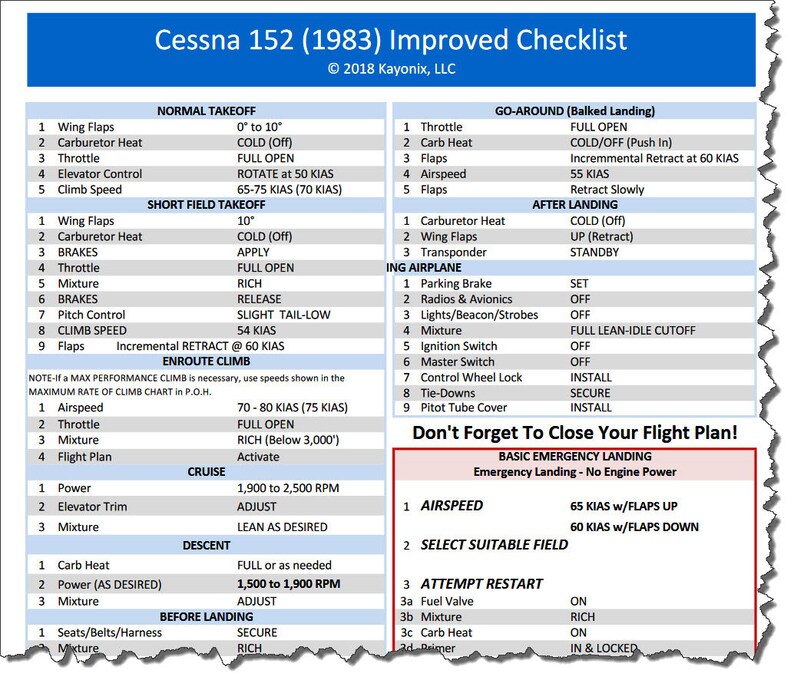 Cessna 152 Check List Pdf | Checkliste Cessna C152 D-EHFC – REJBZ