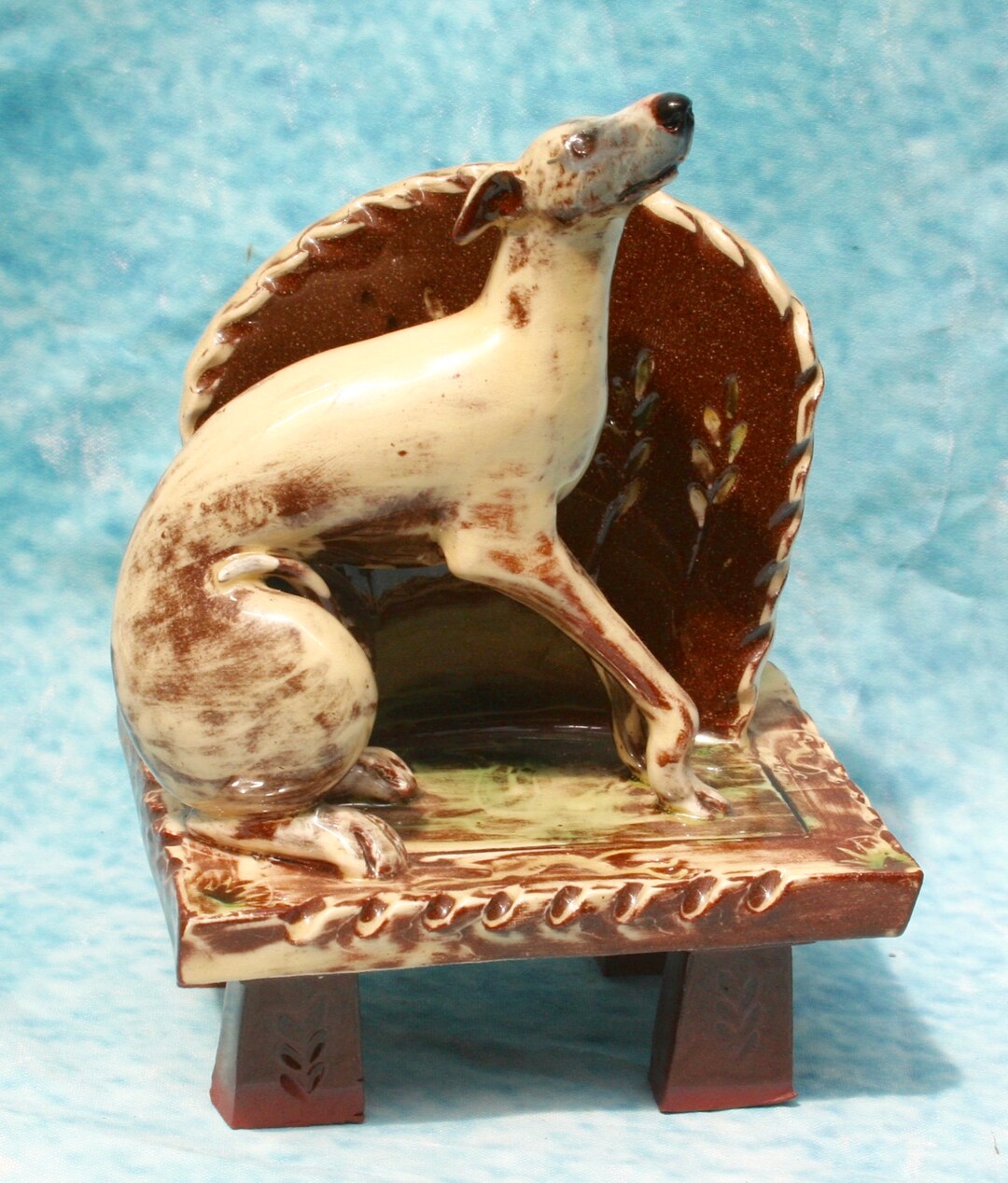 English Studio Art Pottery Slipware Greyhound Whippet LURCHER Signed by ...