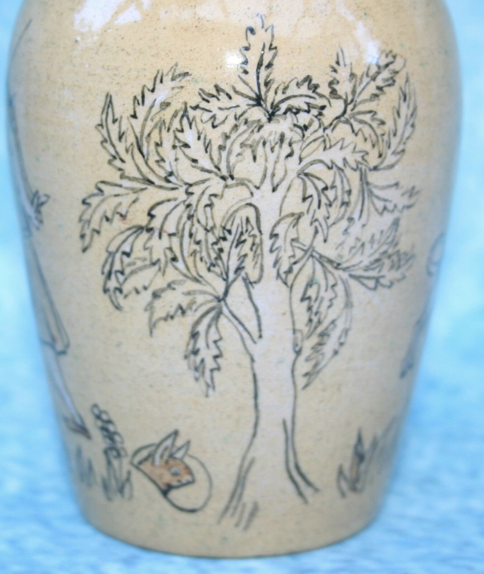 Antique Aline R Ellis Studio Pottery Scraffito Jug Signed Ebury Hunting ...