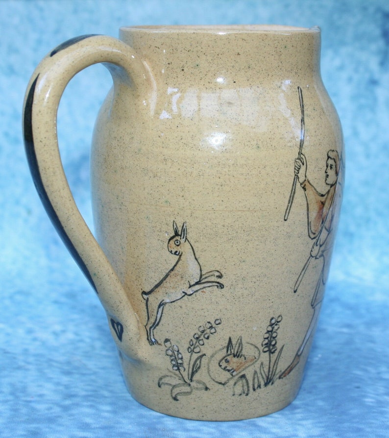 Antique Aline R Ellis Studio Pottery Scraffito Jug Signed Ebury Hunting ...