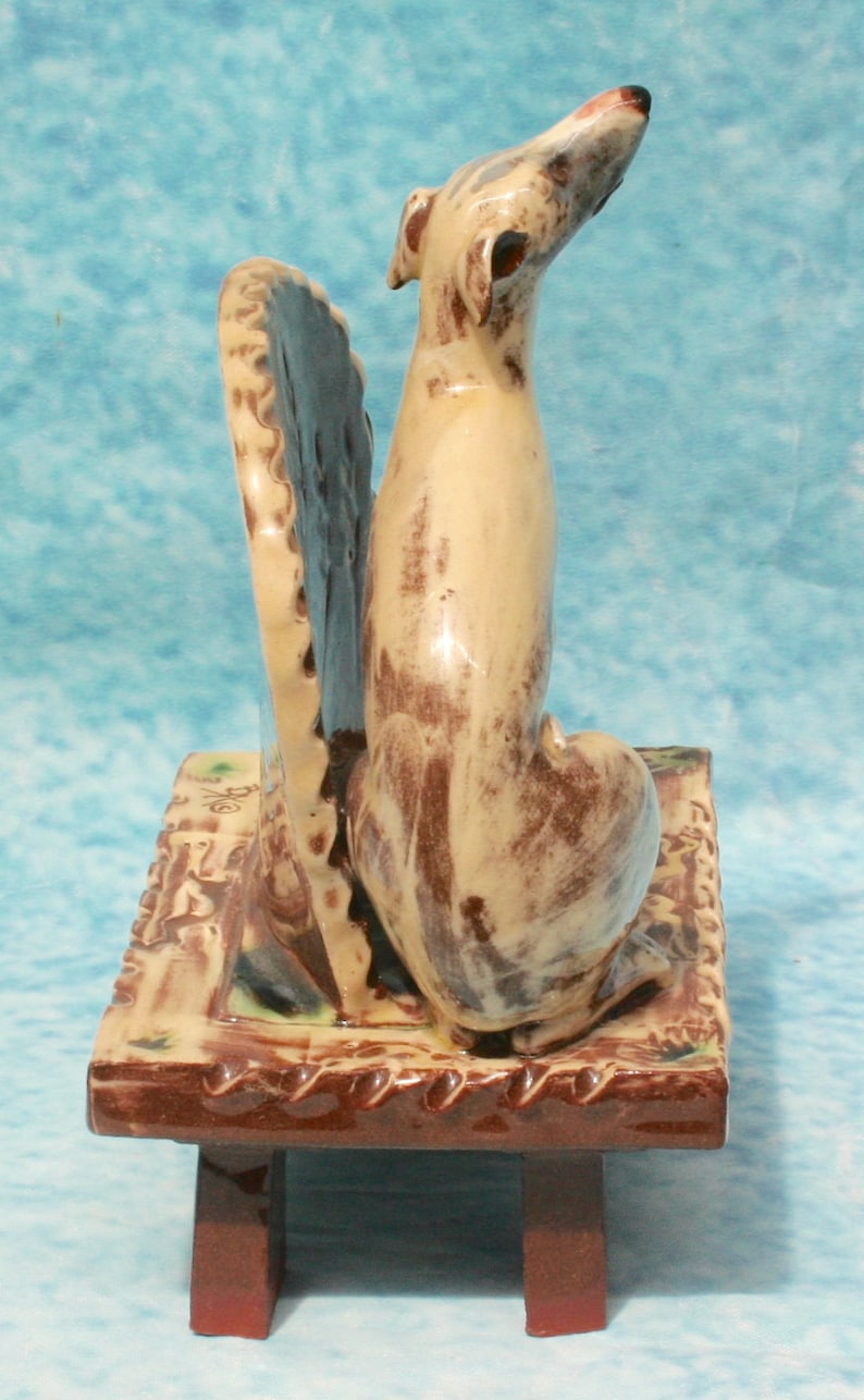 English Studio Art Pottery Slipware Greyhound Whippet LURCHER Signed by ...