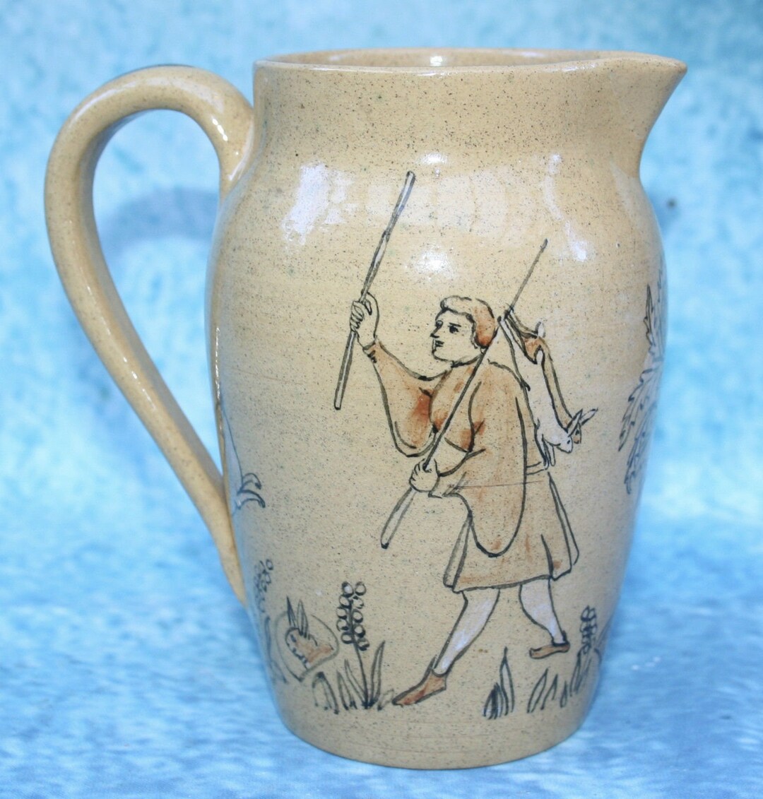 Antique Aline R Ellis Studio Pottery Scraffito Jug Signed Ebury Hunting ...