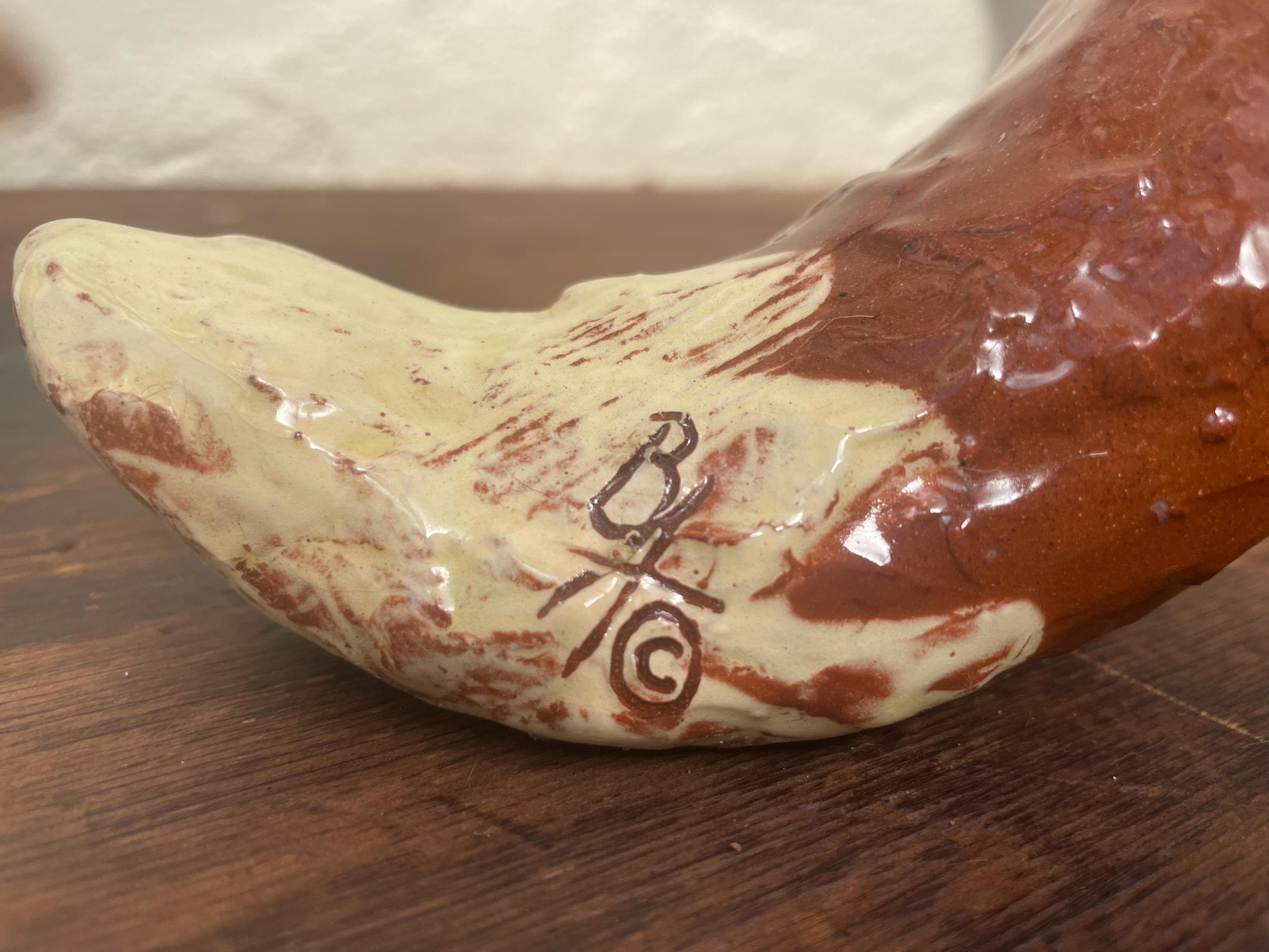 Large Studio Art Pottery Slipware Scrafitto Fox by Potter Sculptor ...