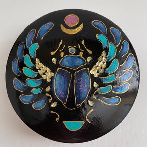 Egyptian Scarab Black Round Jewelry Box - Etsy