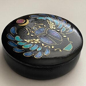 Egyptian Scarab Black Round Jewelry Box - Etsy